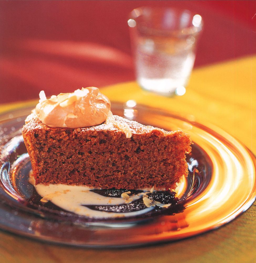 Walnut Cake with Chocolate Orange Sabayon and Vanilla Crème Anglaise ...