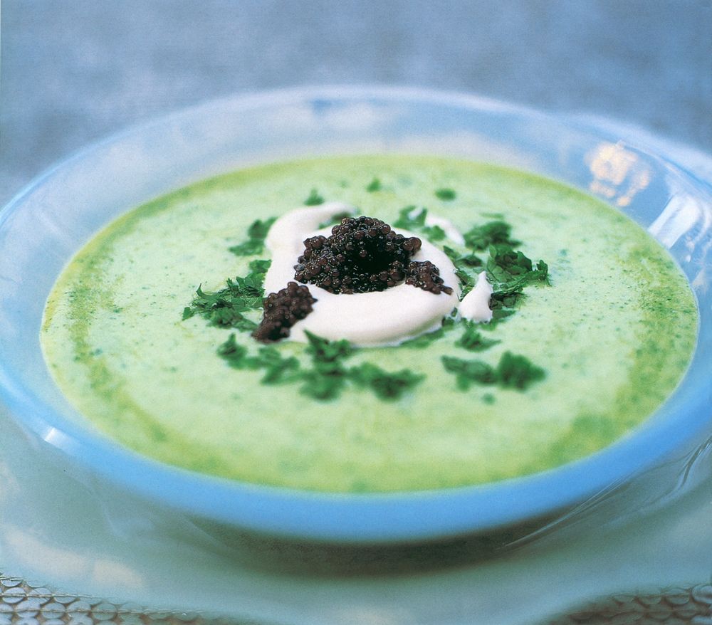 Chilled Potato and Watercress Soup with Caviar Chantilly from A Passion ...