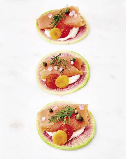 Watermelon Radish and Smoked Salmon Canapés from Pescan: A Feel Good ...