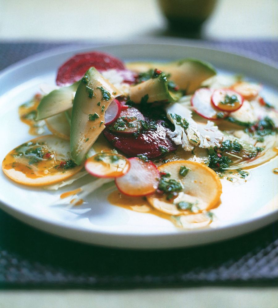 Vegetable carpaccio with saffron verde dressing - RAW from Pure ...