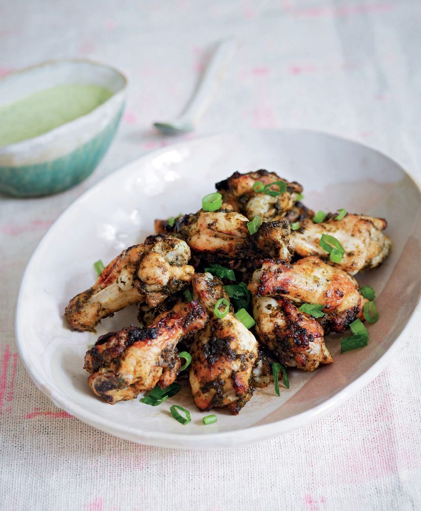 Chicken Drumettes with Coriander (Cilantro) Pesto Dipping Sauce from ...
