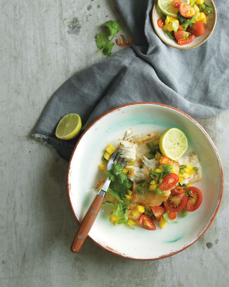 Grilled Fish With Fruit Salsa from Reuben at Home by Reuben Riffel
