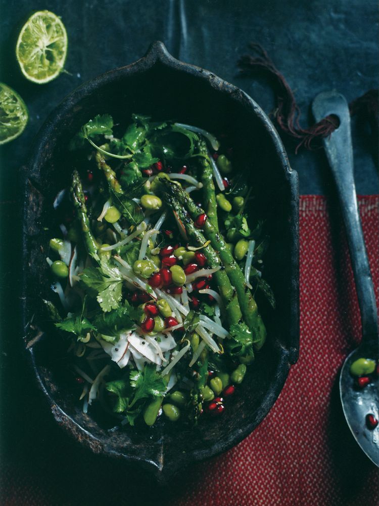 Beansprout salad with chargrilled asparagus and coconut from Reza's ...