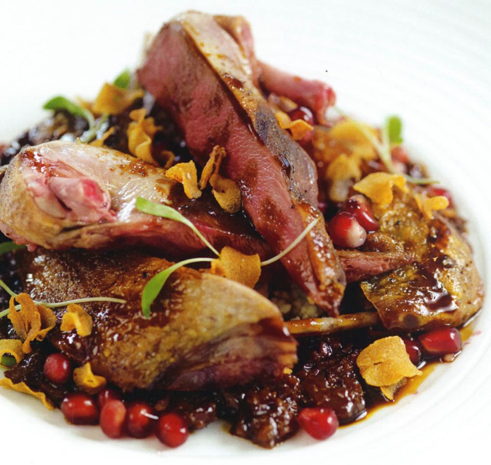 Roast pigeon with walnuts and pomegranate from Recipes For Life ...