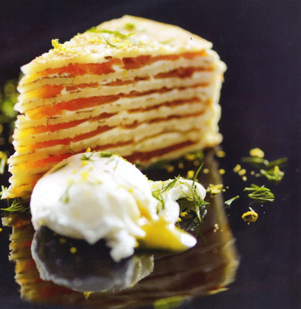 Smoked salmon gateau with poached egg and lemon from Recipes For Life ...