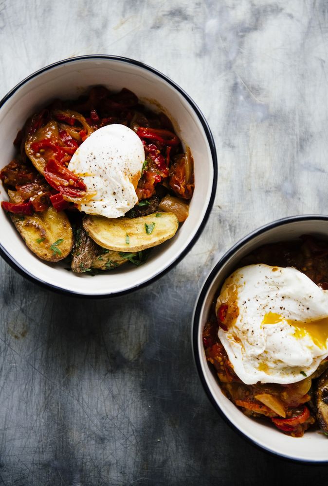 Peperonata w/Poached Eggs and Paprika Potatoes from Ruffage: A ...