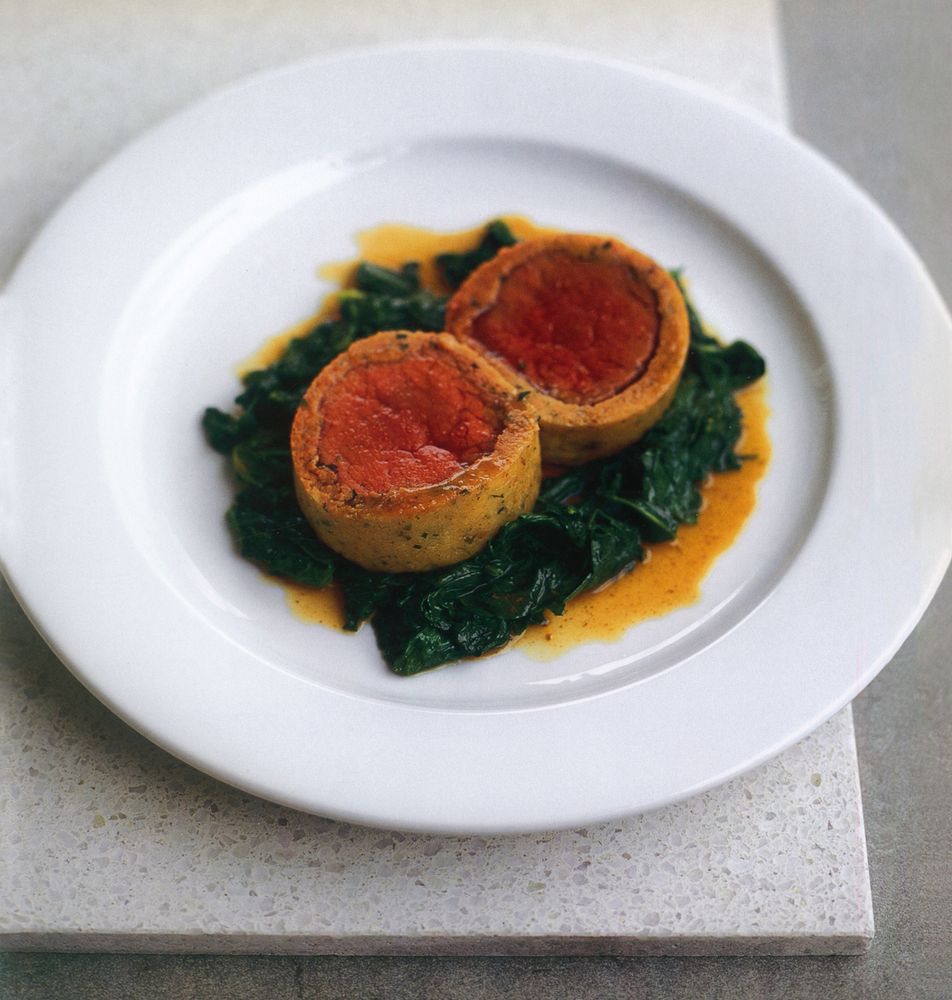 Steamed fillet of beef in a bone marrow dumpling with tapenade ...