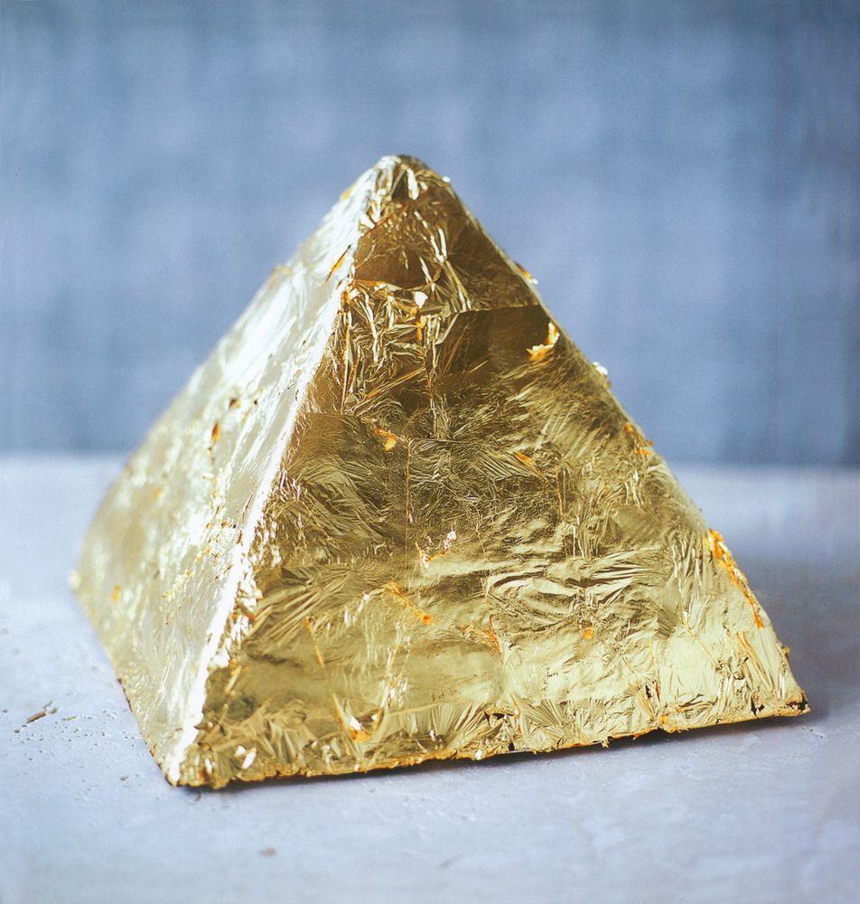 Gold-leaf chocolate pyramid from Wild Weed Pie: A Lifetime of Recipes ...