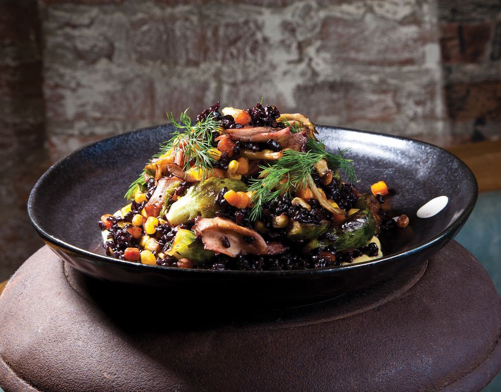 Black Rice with Sauté of Maitake Mushroom, Roasted Sweet Potato ...