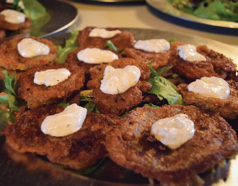 Savory Black Eye Pea Fritters with Cilantro Cream from Toques in Black ...