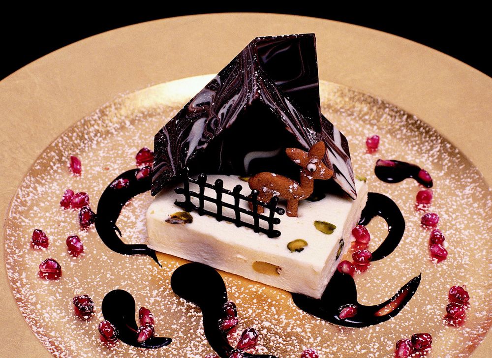 Chocolate Chalet with White Chocolate and Pistachio Pâté and Bitter ...