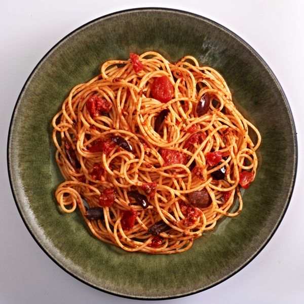Thin Spaghetti with Tomato and Black Olives from The Classic Pasta ...