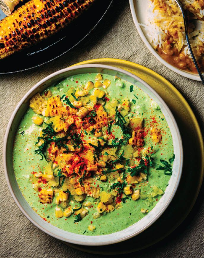 Potato + Roasted Corn Herbed Raita from The Flavor Equation by Nik Sharma