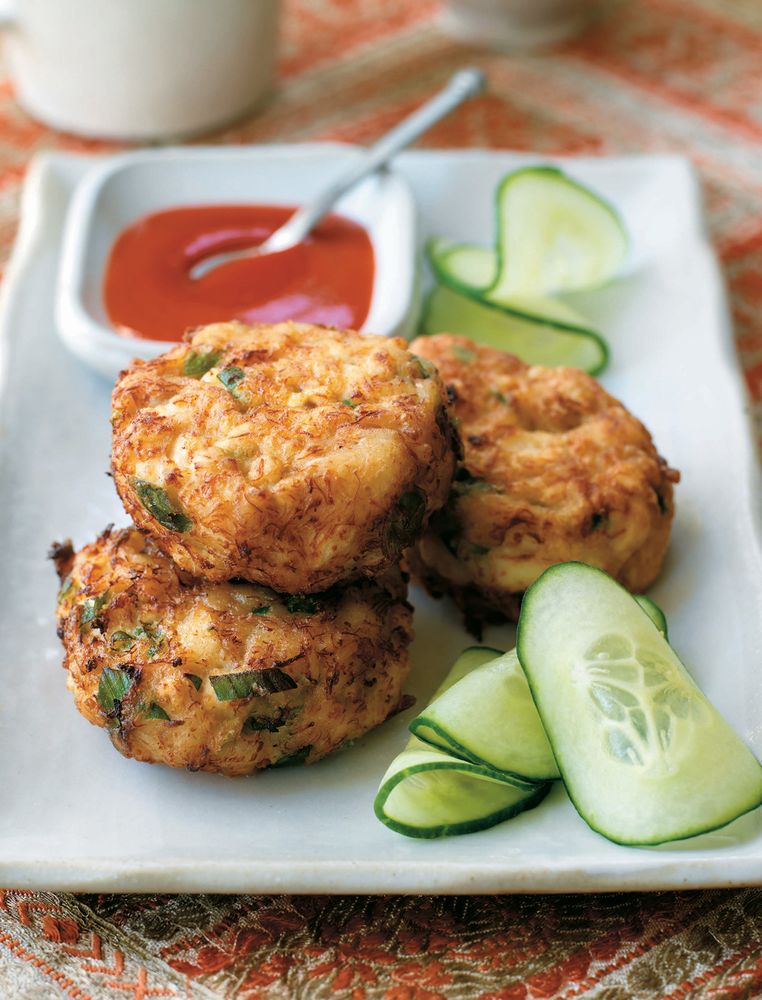 Deep-fried fish and tofu cakes from The Tofu Cookbook by Becky Johnson