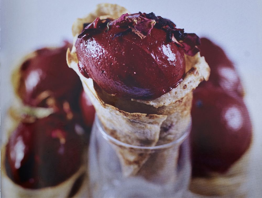 Blueberry Sorbet Buckwheat Cornets from Recipes from Ukraine by Simon Boyle