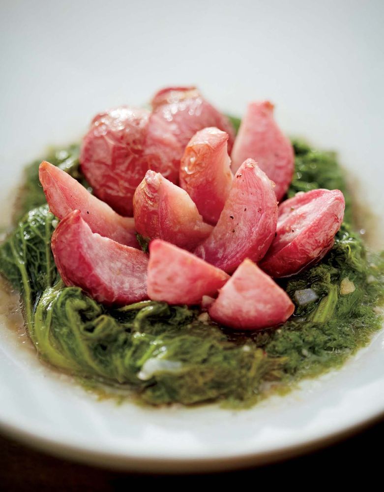 Baby Scarlet turnips and their Greens with Garlic Jus from Vedge by ...