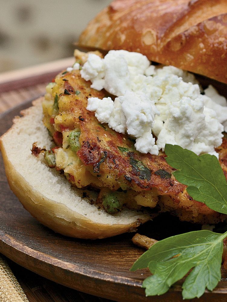 Corn Burgers with Sun-Dried Tomatoes and Goat Cheese from Veggie ...