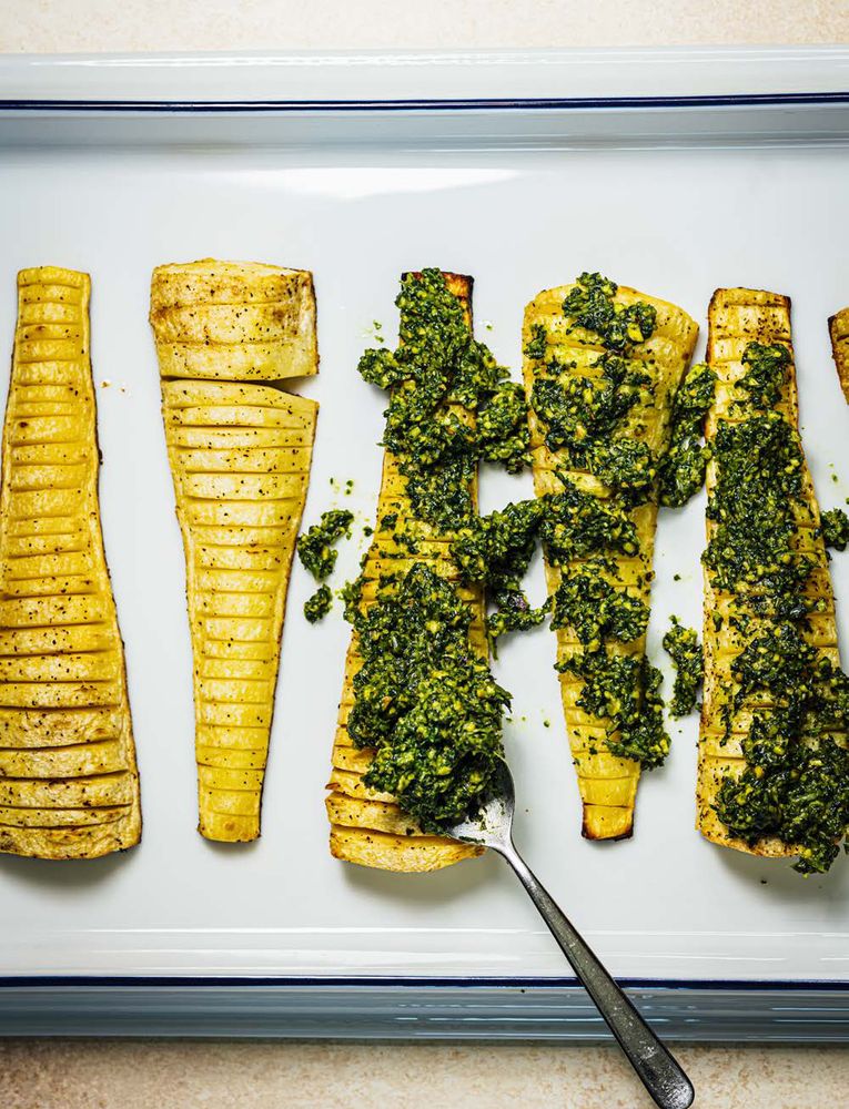 Hasselback Parsnips with Pistachio Pesto from Veg-table: Recipes ...